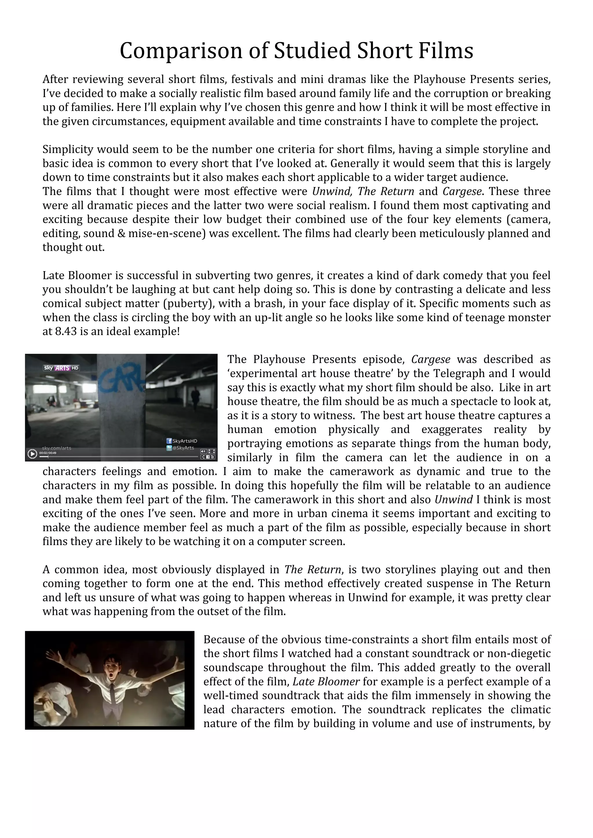 Comparison Short Films | PDF