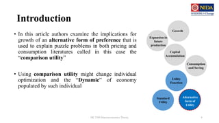 Comparison utility in a growth model | PPT