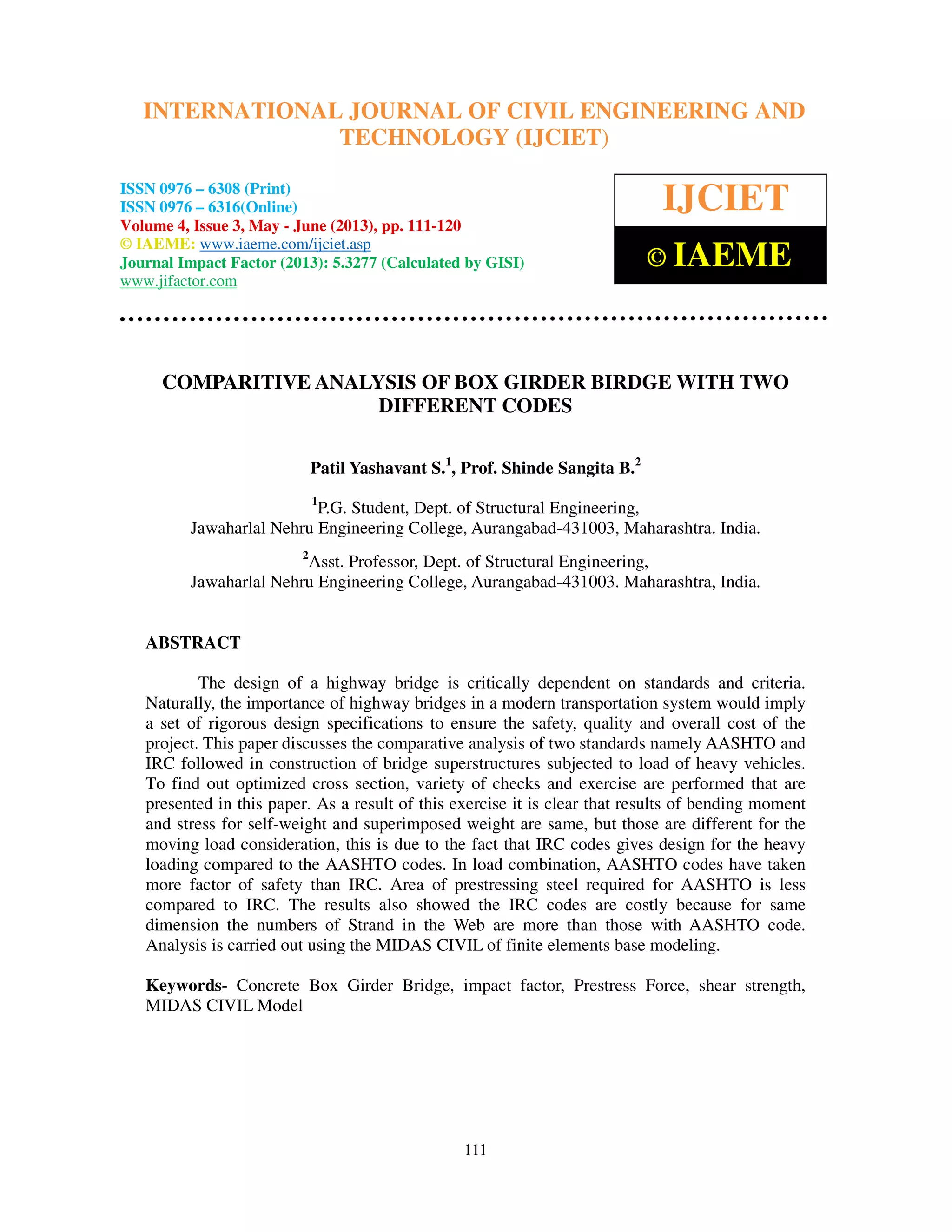 Comparitive analysis of box girder birdge | PDF