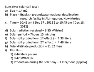 Comparitive analysis of different types of solar stills(1) | PPT