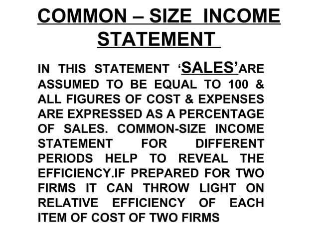 Comparitive and common size | PPT | Stocks and Bonds | Personal Investing