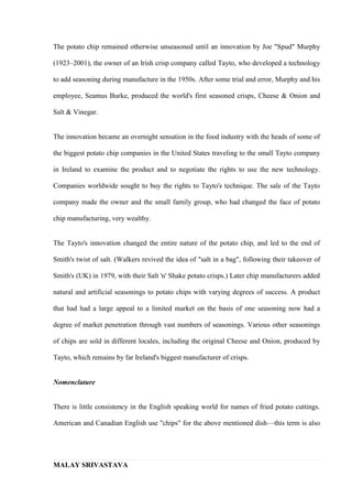 Comparitive study between uncle chips and lays | DOC