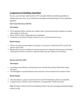 Comparision of scheduling algorithms | PDF