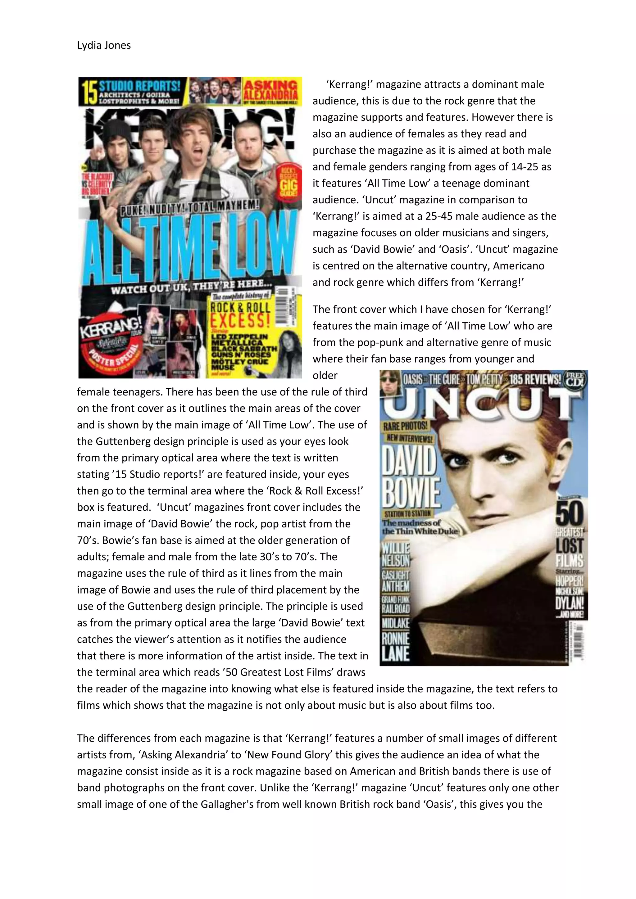 Comparrison of magazines | DOCX