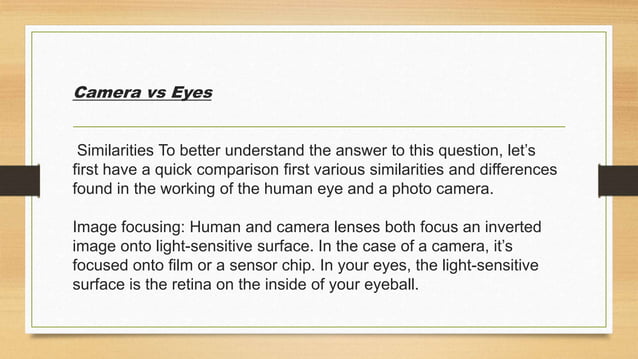 Comparsion between eye and camera ppt | PPTX