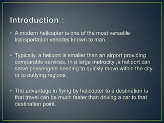 Compartive study of surface heliport and elevated heliport | PPTX