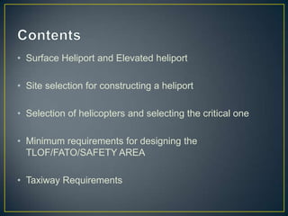Compartive study of surface heliport and elevated heliport | PPTX