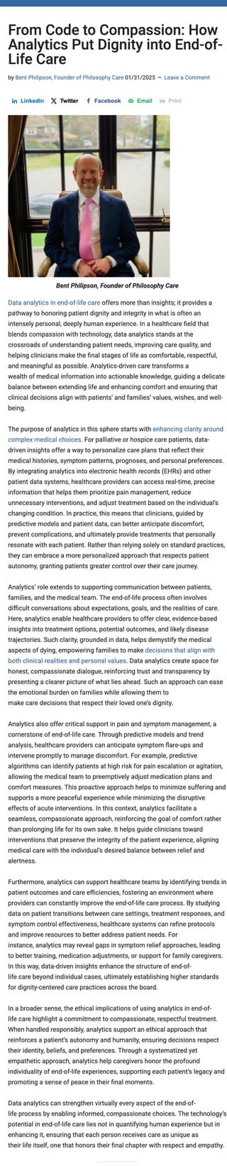 From Code to Compassion: How Analytics Put Dignity into End-of-Life ...
