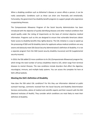 Compassionate Allowances Program -- An Initiative for Expedited ...