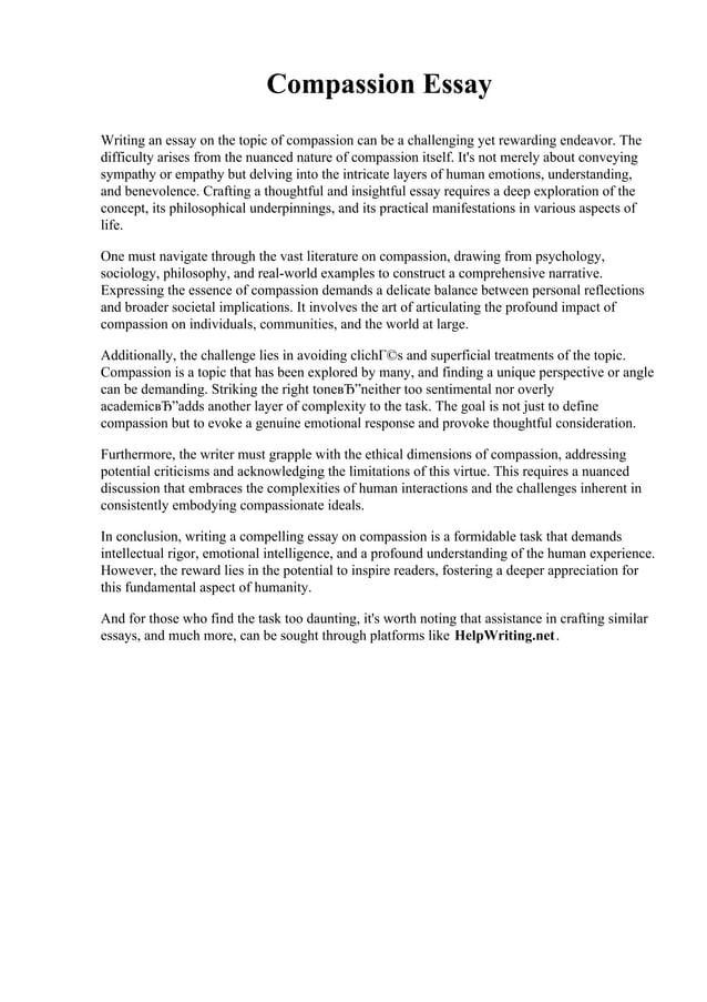 Compassion Essay. UPMC Shadyside School of Nursing | PDF