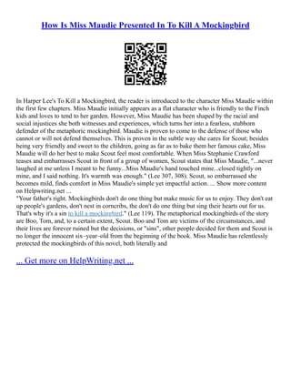 To Kill A Mockingbird Characters Miss Maudie