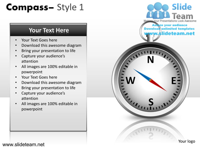 Compass style design 1 powerpoint ppt slides. | PPT