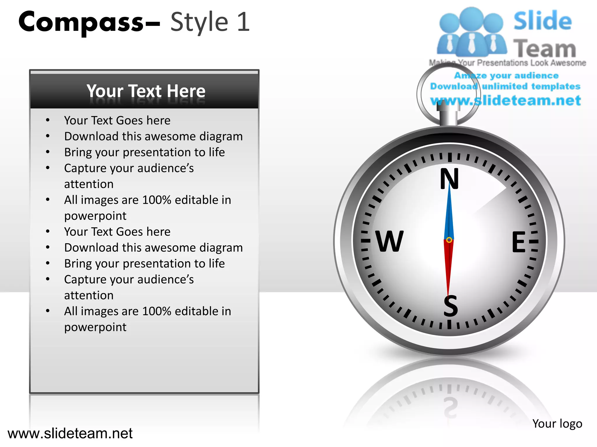 Compass style design 1 powerpoint ppt templates. | PPT