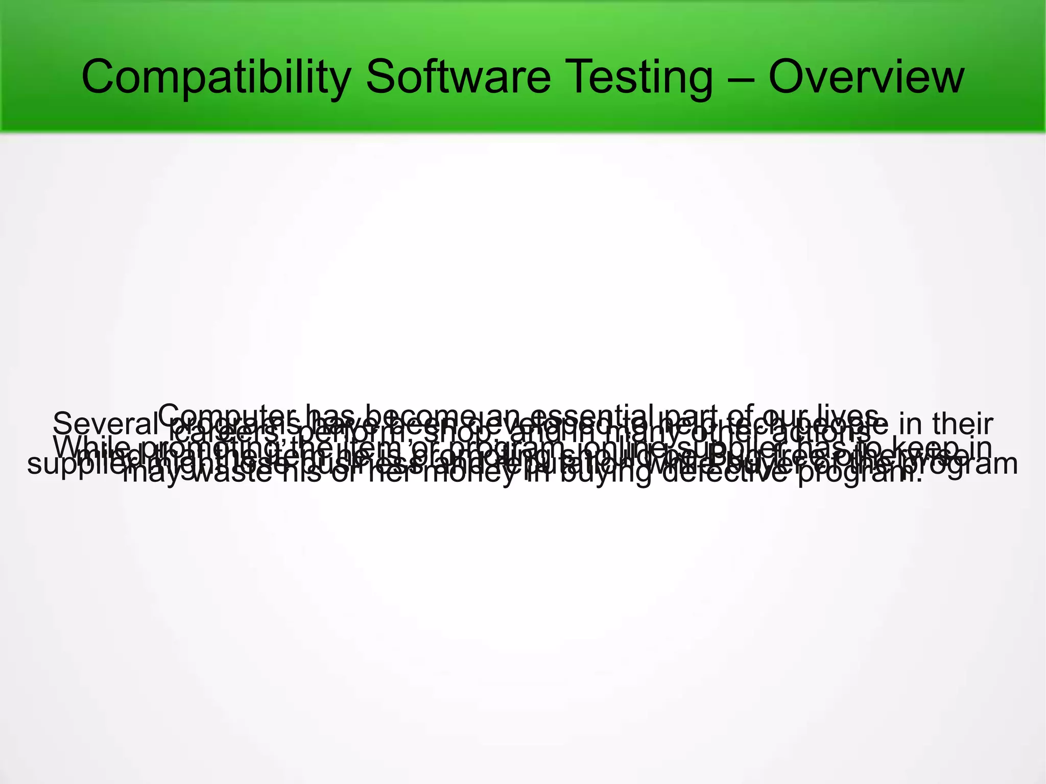 Compatibility software testing | PPT