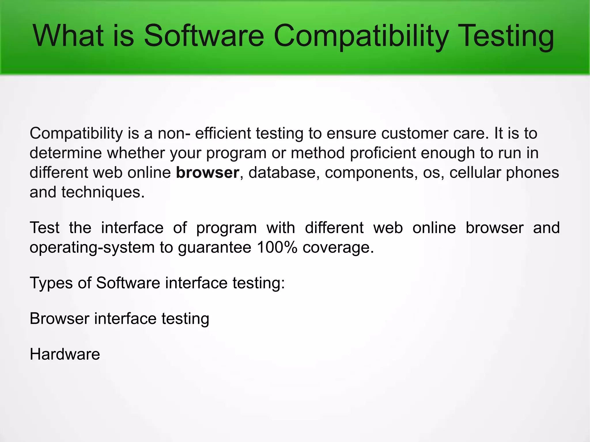Compatibility software testing | PPT