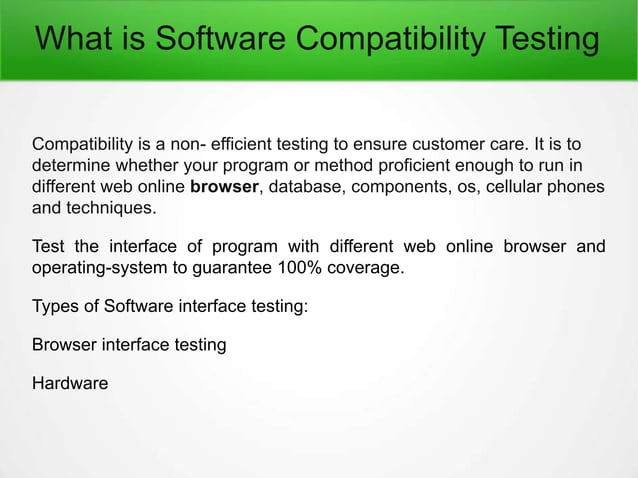 Compatibility software testing | PPT