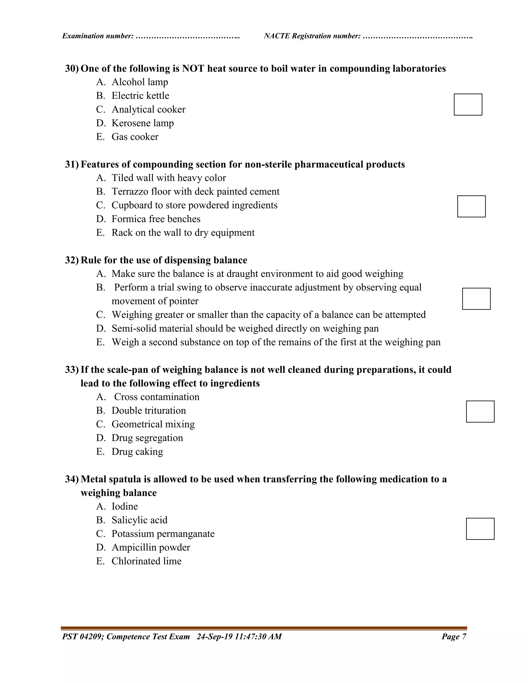 MCQ PHARMACEUTICAL COMPOUNDING TEST | PDF