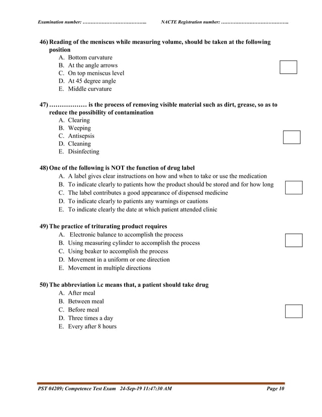 MCQ PHARMACEUTICAL COMPOUNDING TEST | PDF