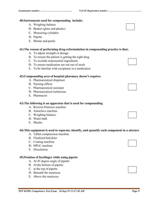 MCQ PHARMACEUTICAL COMPOUNDING TEST | PDF