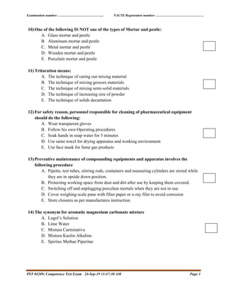 MCQ PHARMACEUTICAL COMPOUNDING TEST | PDF