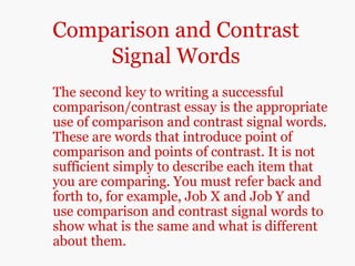 Compare And Contrast Signal Words