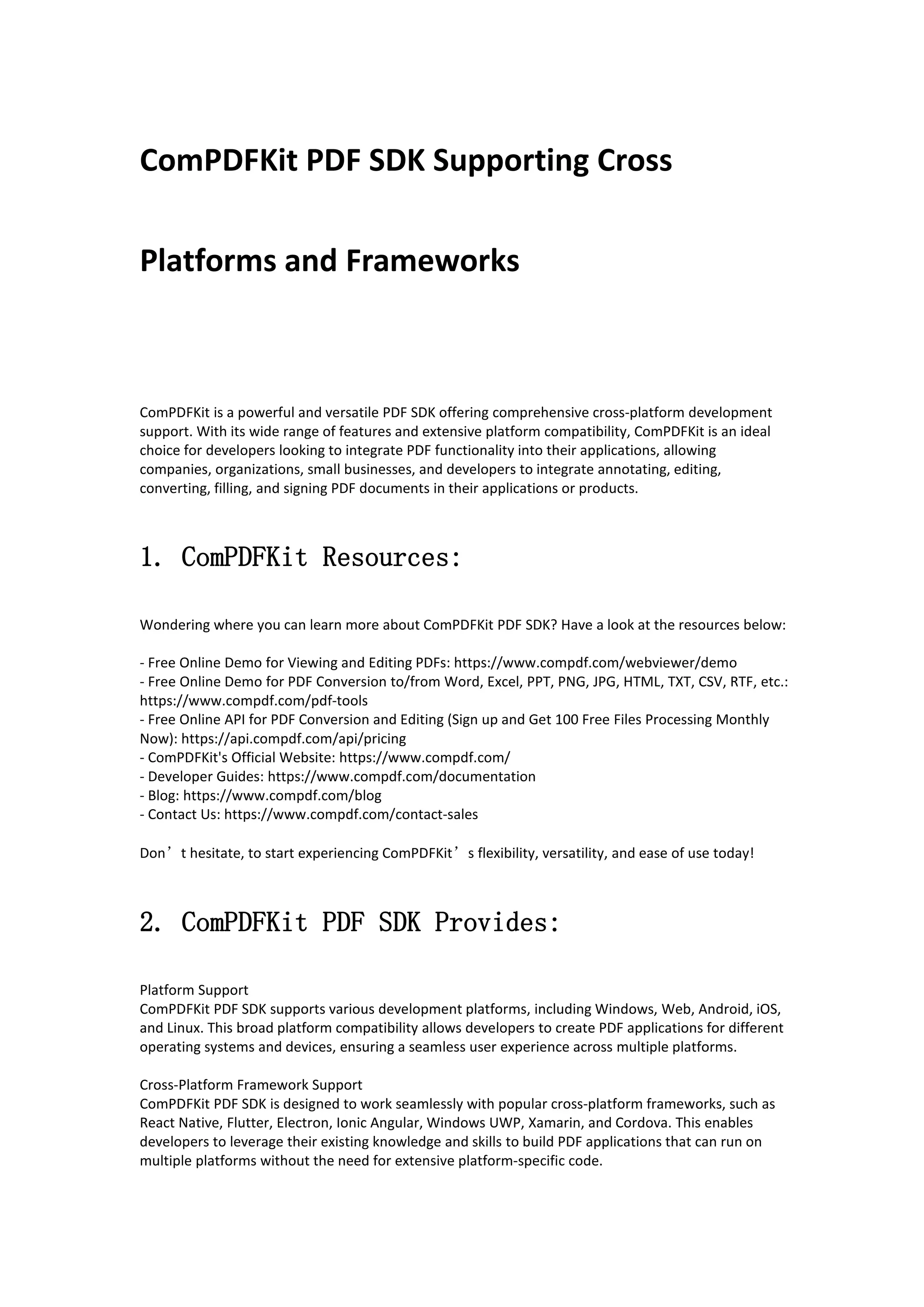 ComPDFKit PDF SDK Supporting Cross Platforms and Frameworks.pdf
