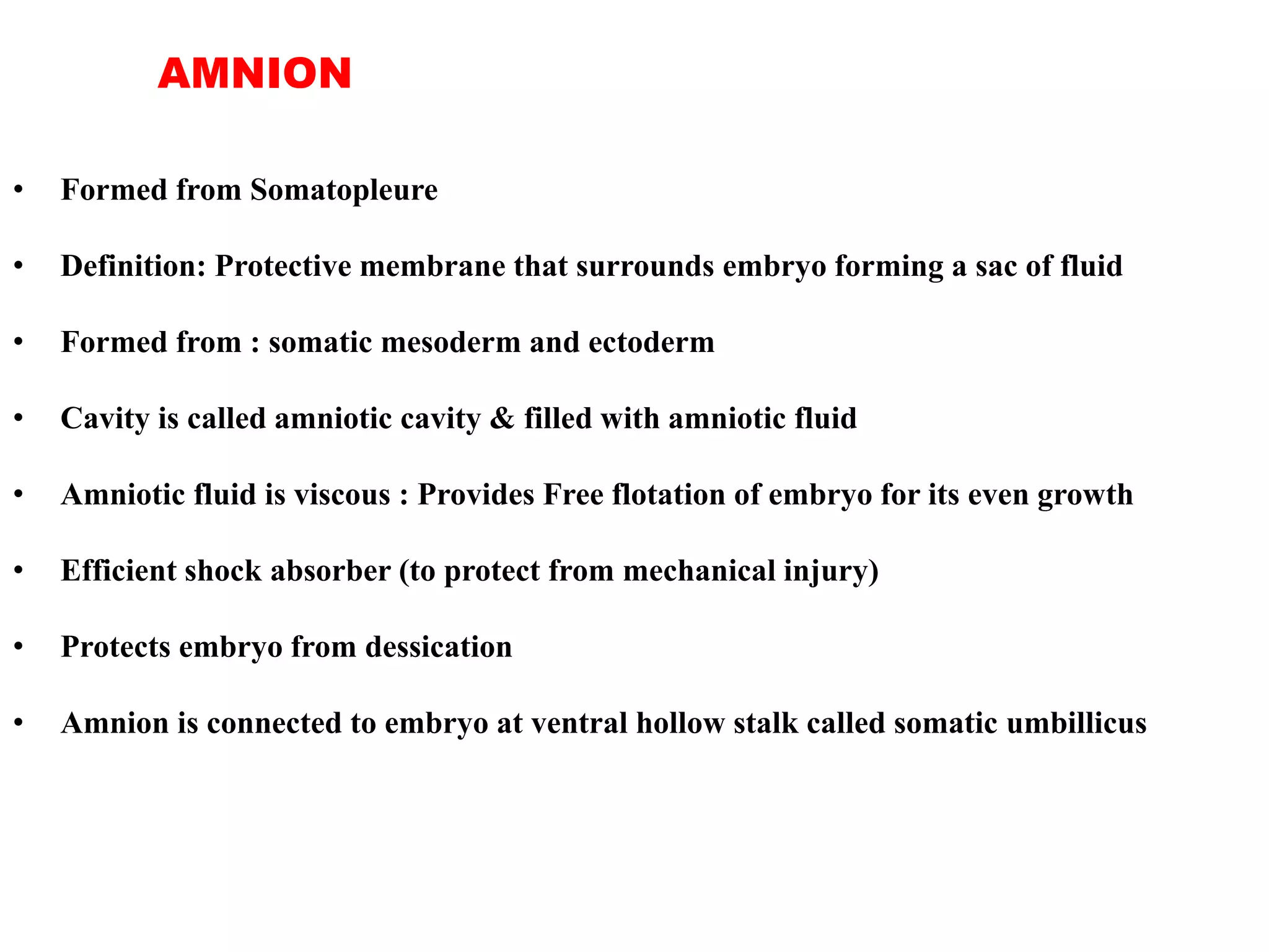 extra embryonic membranes : amnion chorion allantois and yolk sac ...