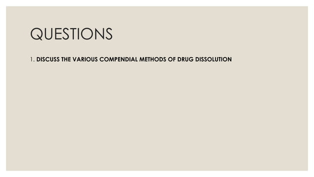 Compendial METHODS of dissolution / various methods | PPTX