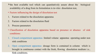 Compendial METHODS of dissolution / various methods | PPTX