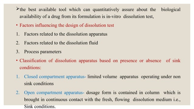 Compendial METHODS of dissolution / various methods | PPTX