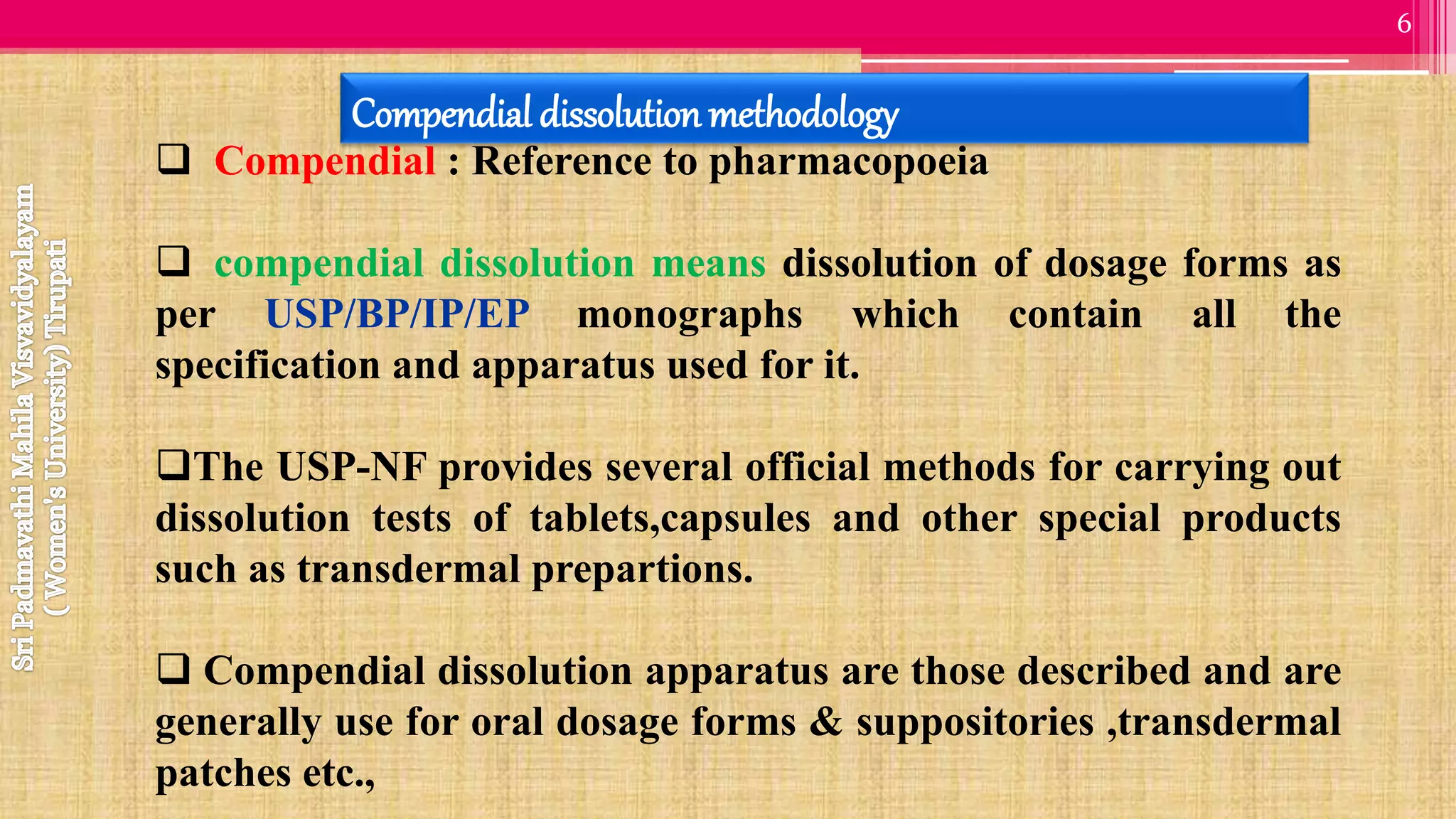Compendial methods of dissolution testing | PPTX