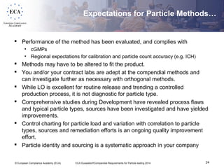 Compendial requirements for particle testing 2014 | PPT