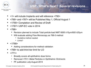 Compendial requirements for particle testing 2014 | PPT