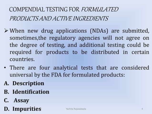 Compendial testing | PPTX | Pharmaceutical Drugs | Medical Health
