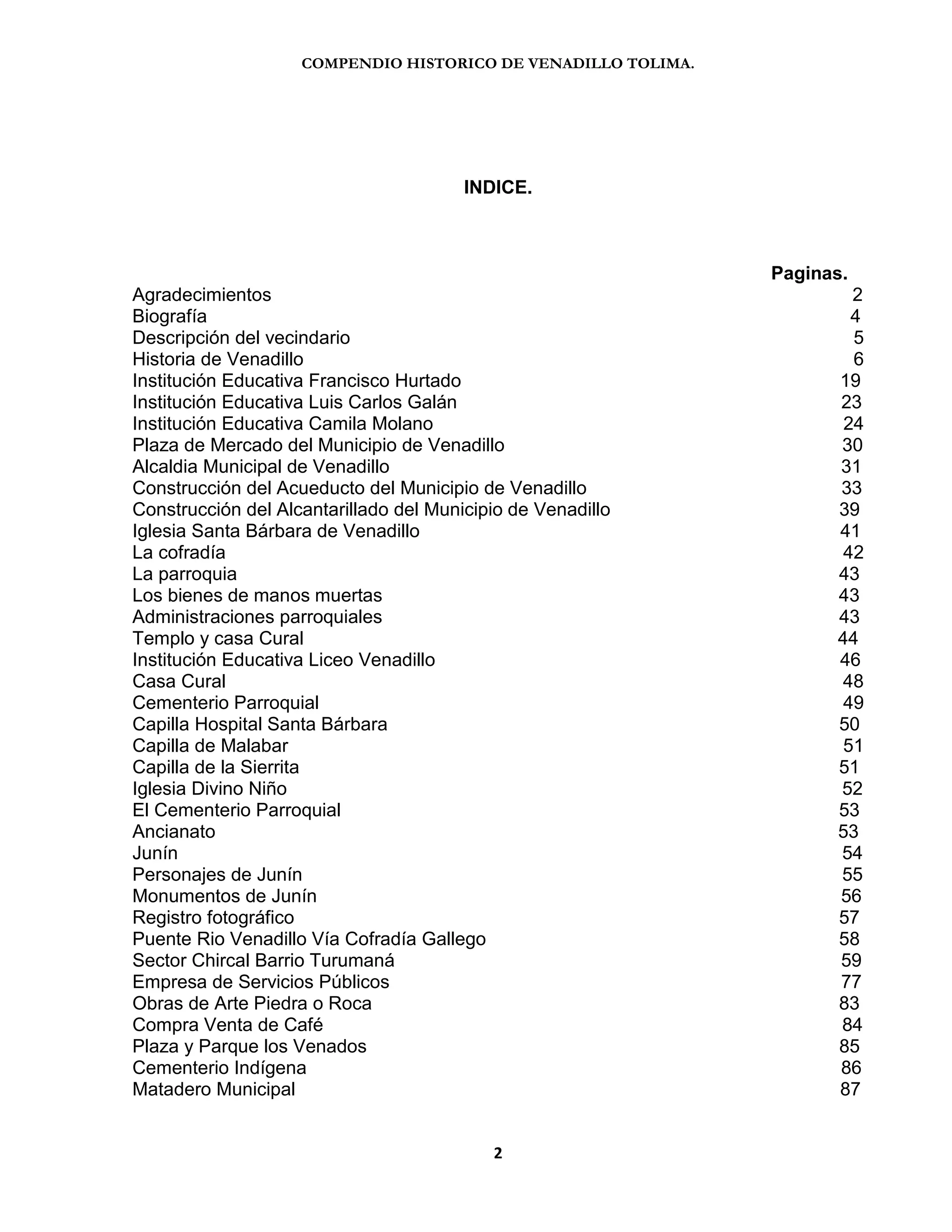 COMPENDIO HISTÓRICO DEL MUNICIPIO DE VENADILLO TOLIMA | PDF