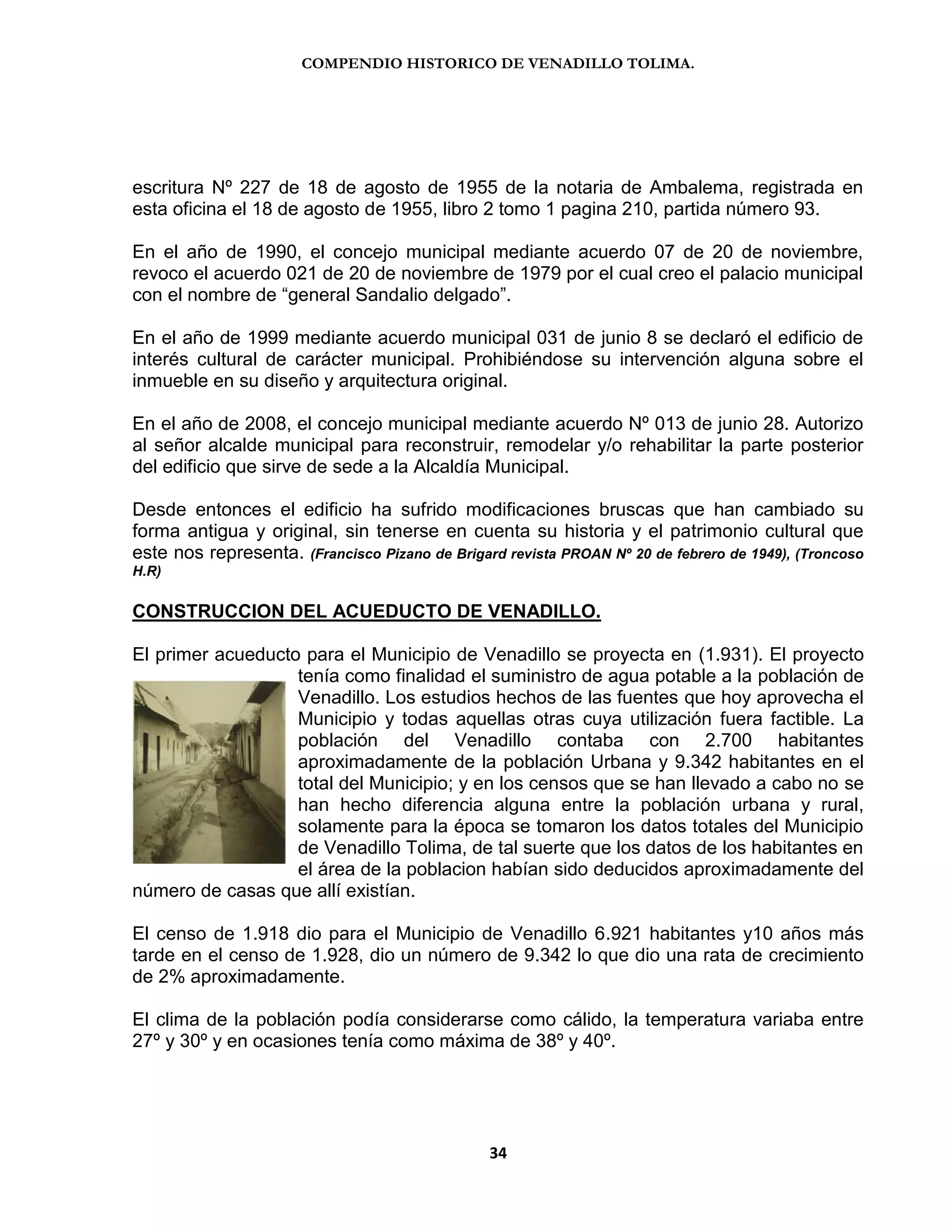 COMPENDIO HISTÓRICO DEL MUNICIPIO DE VENADILLO TOLIMA | PDF