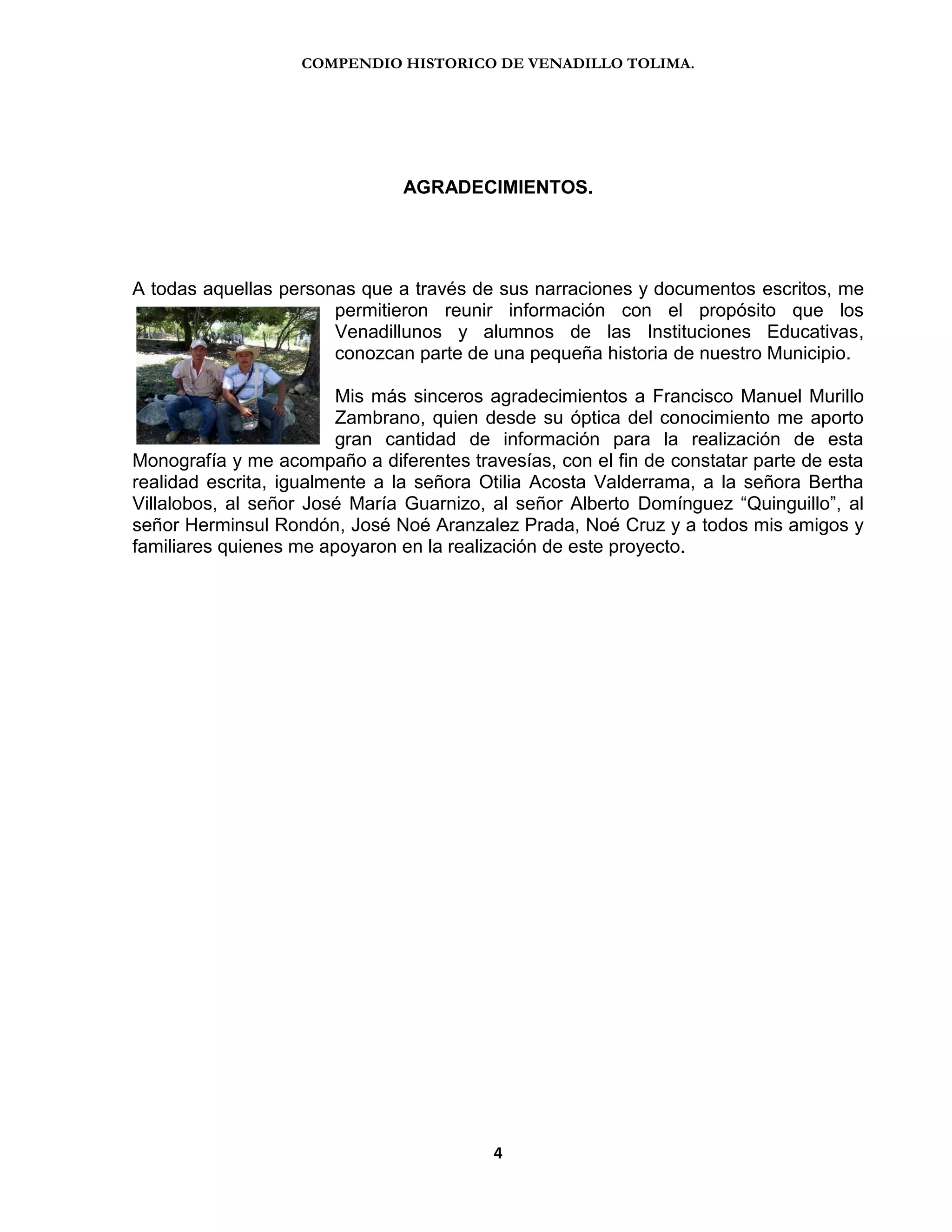 COMPENDIO HISTÓRICO DEL MUNICIPIO DE VENADILLO TOLIMA | PDF