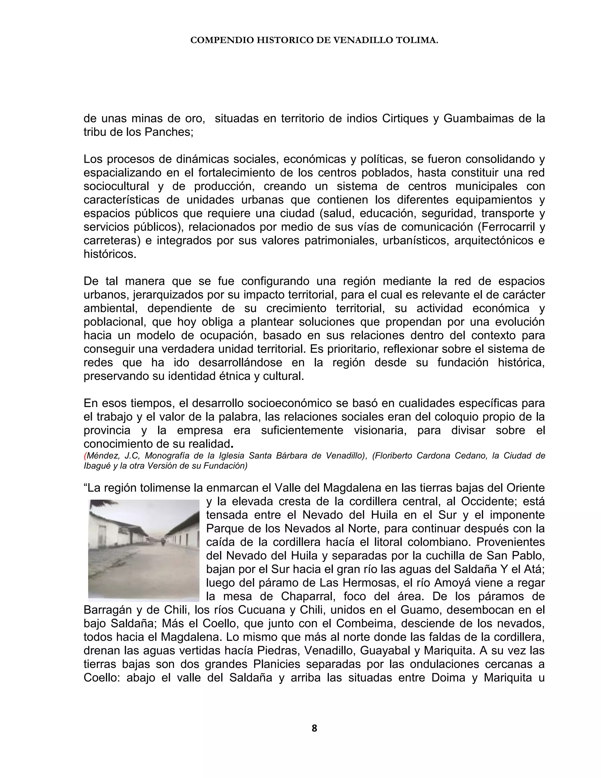 COMPENDIO HISTÓRICO DEL MUNICIPIO DE VENADILLO TOLIMA | PDF
