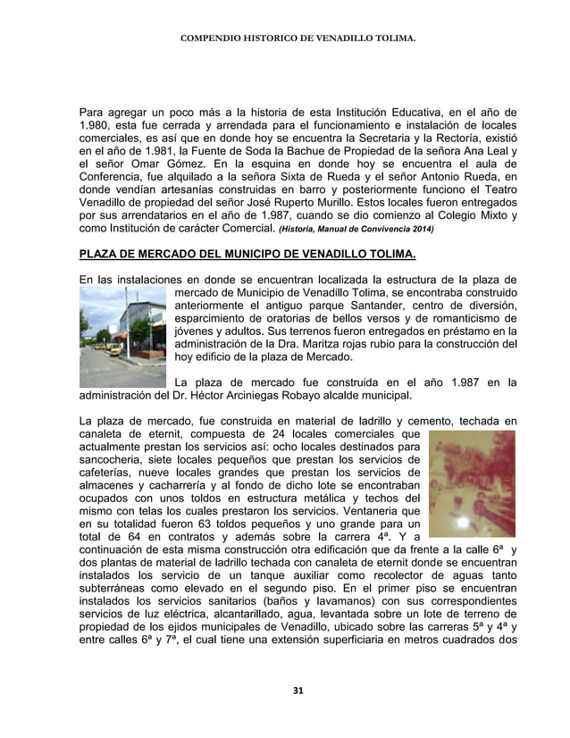 COMPENDIO HISTÓRICO DEL MUNICIPIO DE VENADILLO TOLIMA | PDF