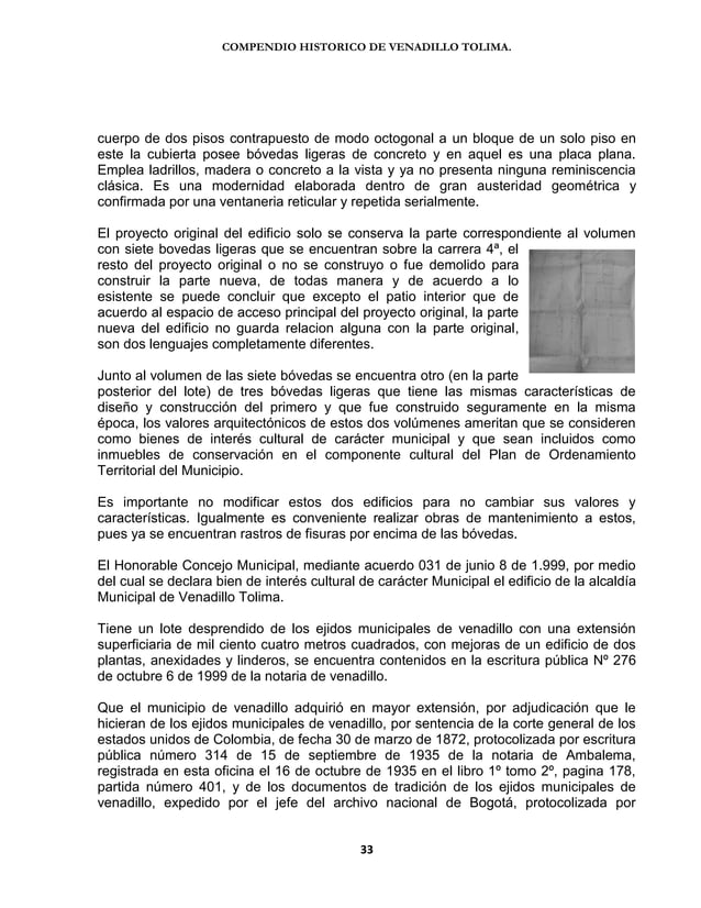 COMPENDIO HISTÓRICO DEL MUNICIPIO DE VENADILLO TOLIMA | PDF