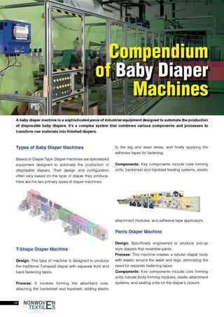 Compendium of Baby Diaper Machines - Textile Business Digest | PDF