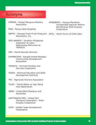 Compendium of Successful DOLE Assisted Livelihood Projects in Davao ...