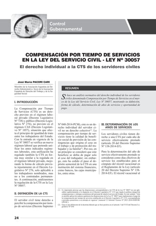 Compensación por tiempo de servicios en la ley del servicio civil 30057 ...