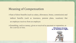 Compensation | PPTX | Government Support and Welfare | Financial Assistance