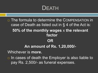 Compensation under employees compensation act | PPTX