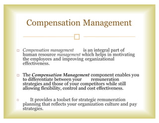 compensation-management for HRM master students | PPT