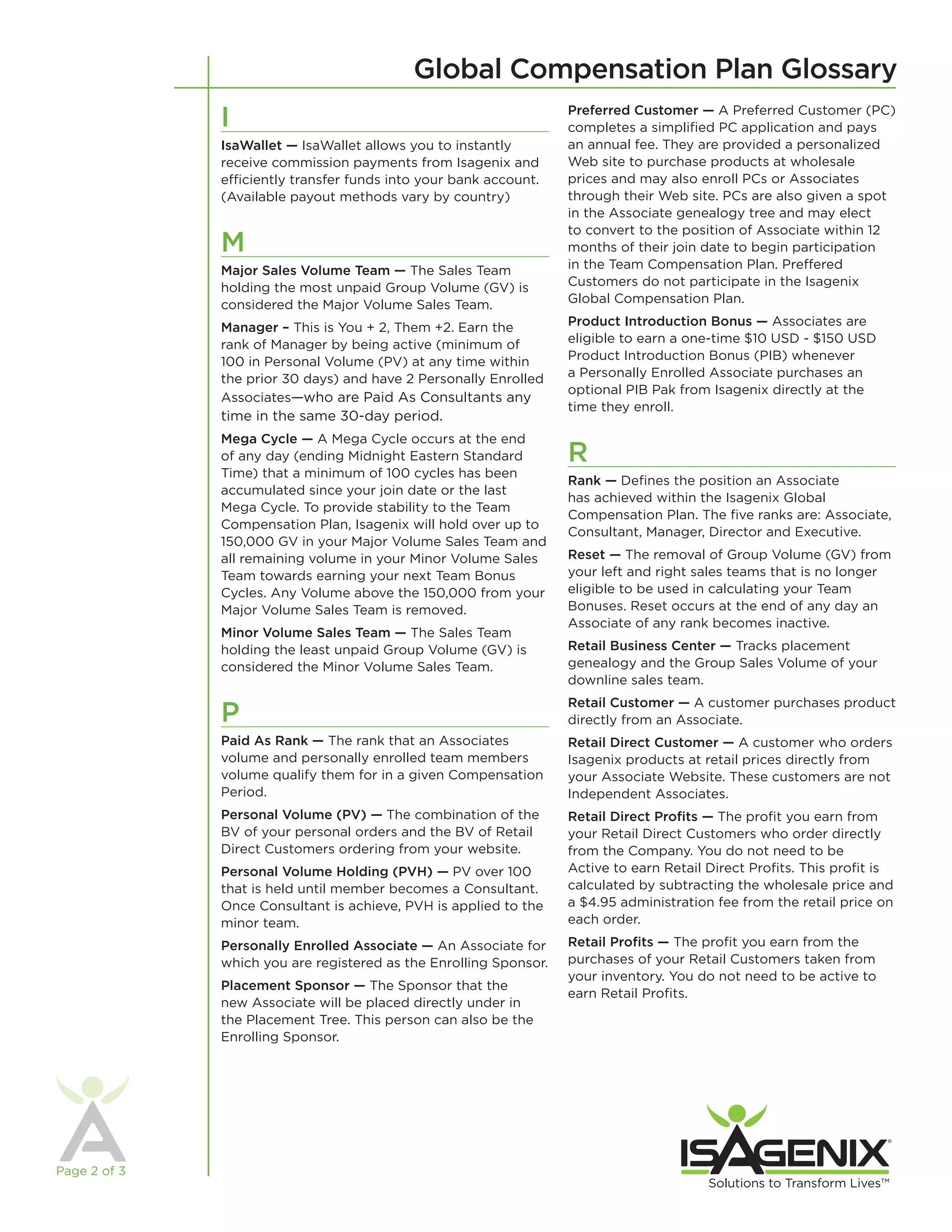 Compensation plan-glossary | PDF