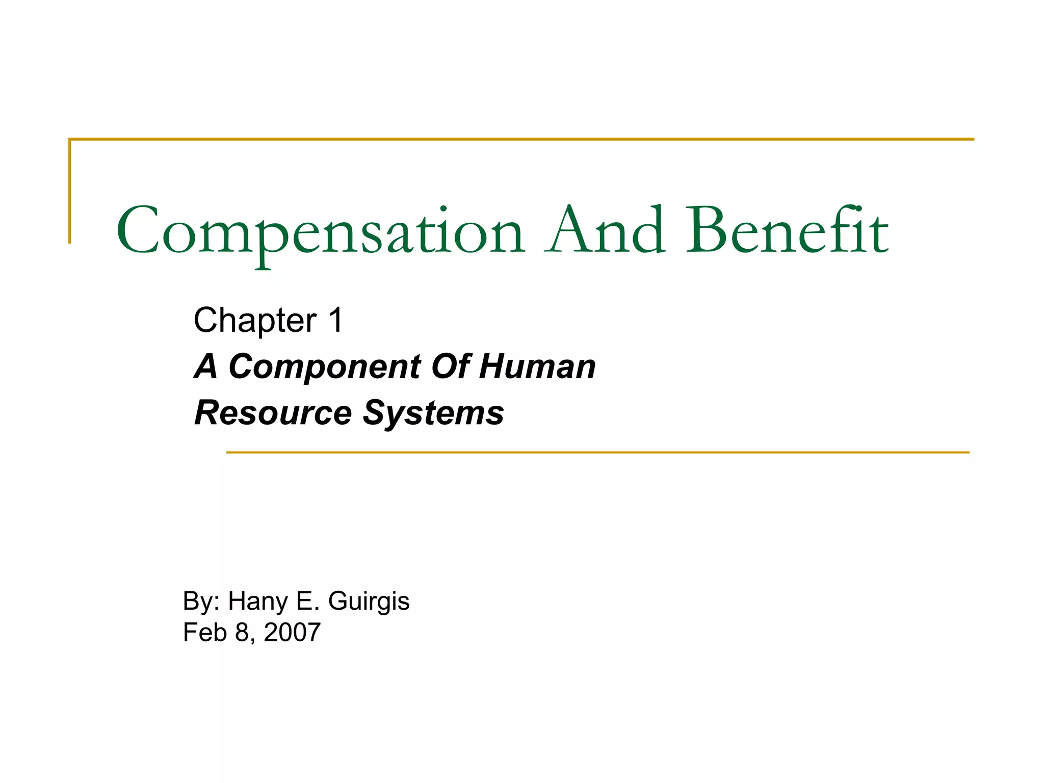 Compensation And Benefit Chapter 1 | PPT