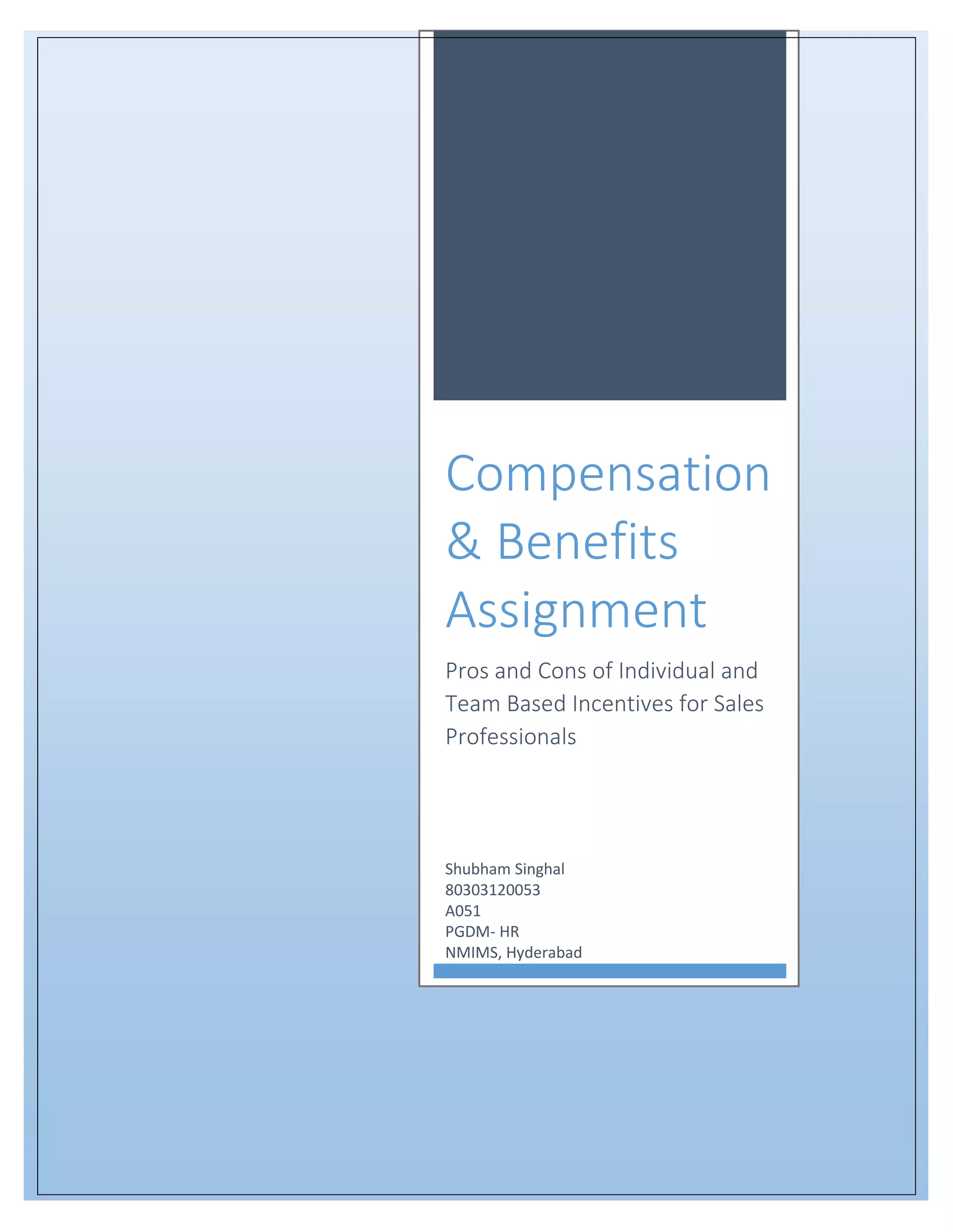 Compensation & benefits assignment shubham singhal | PDF