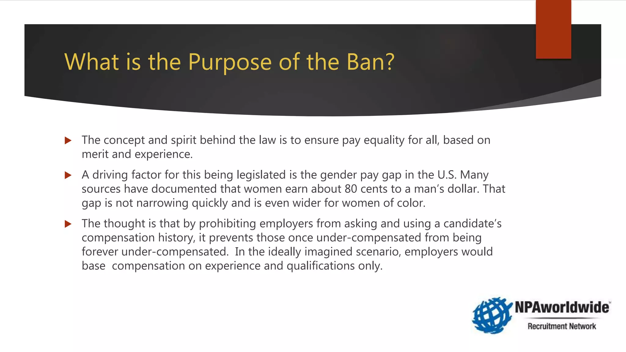 Compensation history ban presentation for recruiters | PPTX | Career Advice | Careers